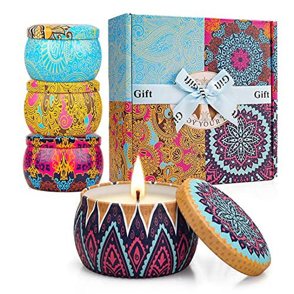 4 Pack Scented Candles Gifts Set for Women, 4.4 oz Soy Wax Portable ...