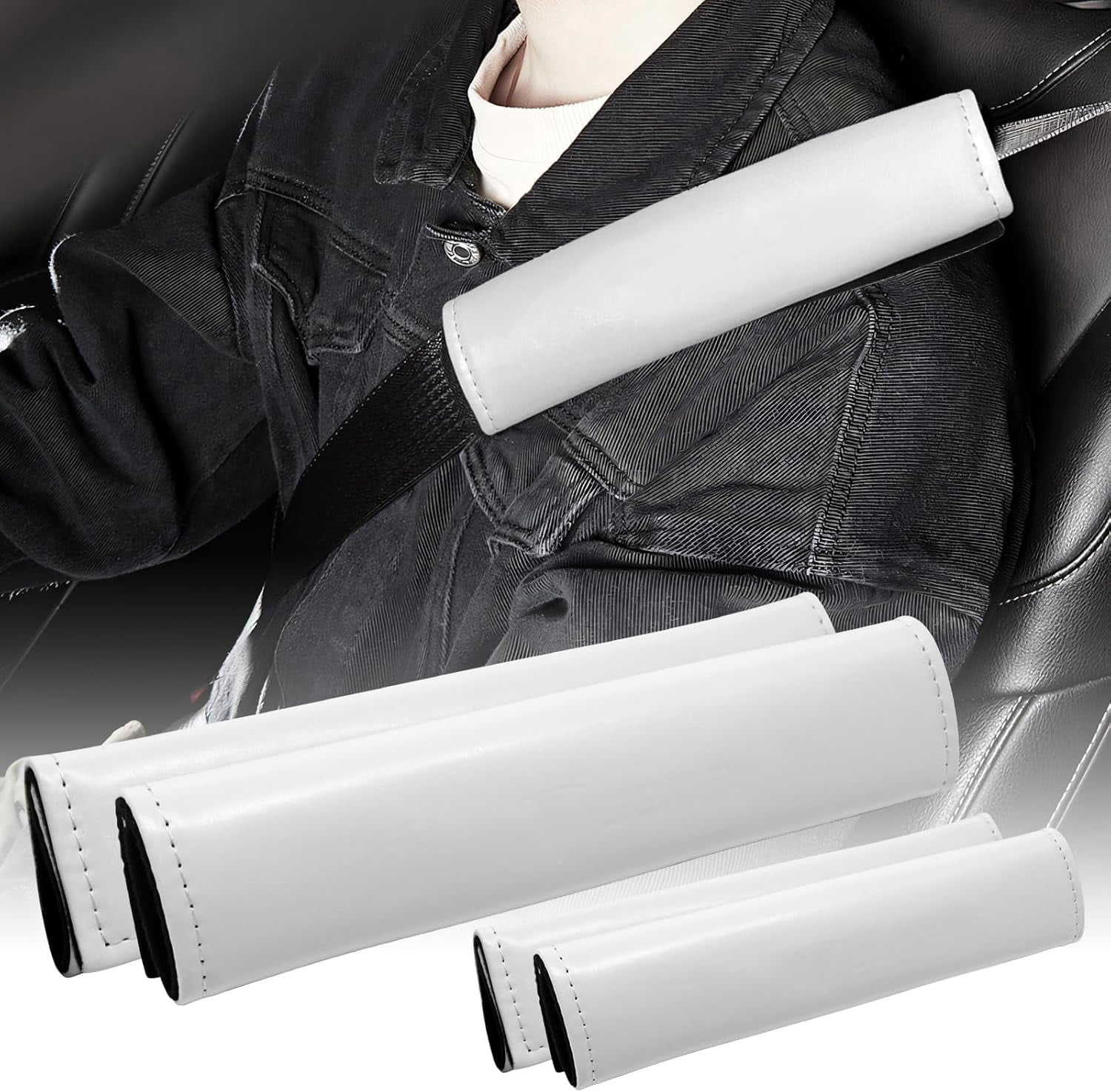 4 Pack Seat Belt Pad Cover,Leather Seat Belt Shoulder Strap Covers ...