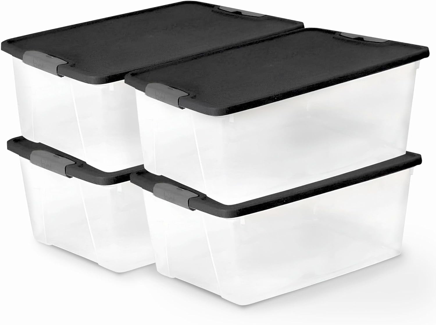4-Pack Secure Latch, Clear Plastic Storage Organizer Bins, 15 Quart ...