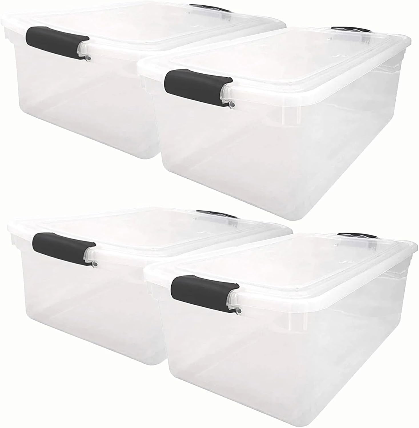 4-Pack Secure Latch, Clear Plastic Storage Organizer Bins, 64 Quart ...