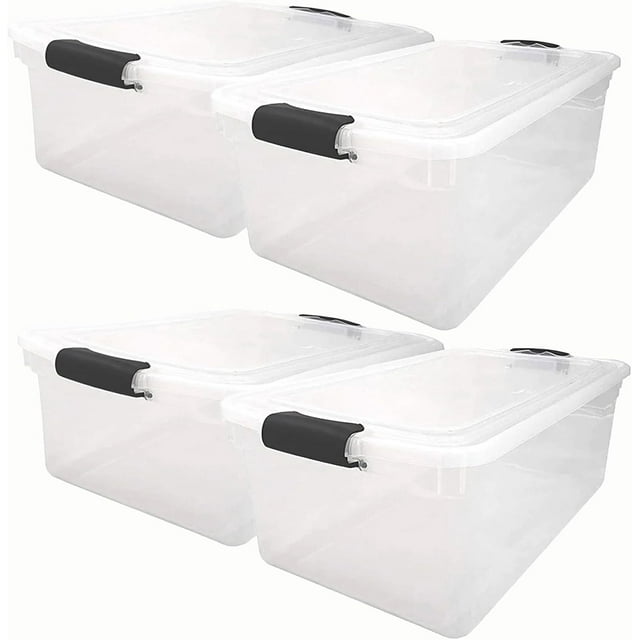 4-Pack Secure Latch, Clear Plastic Storage Organizer Bins, 64 Quart ...