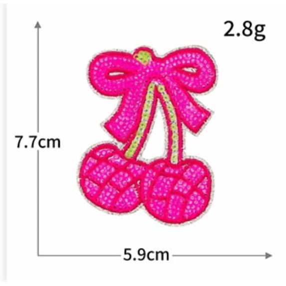 4 Pack Self-Adhesive Cherry Sequin Embroidery Patches - Iron-On DIY ...