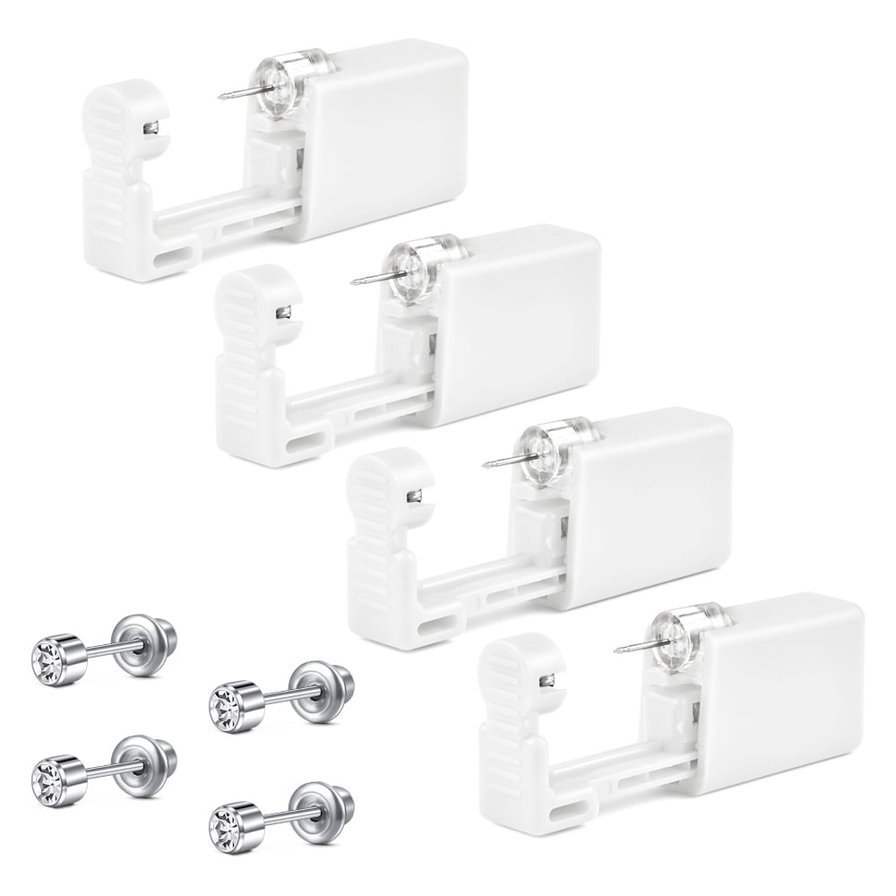 4 Pack Self Ear Piercing Gun Earring Disposable Piercing Kit No Pain ...
