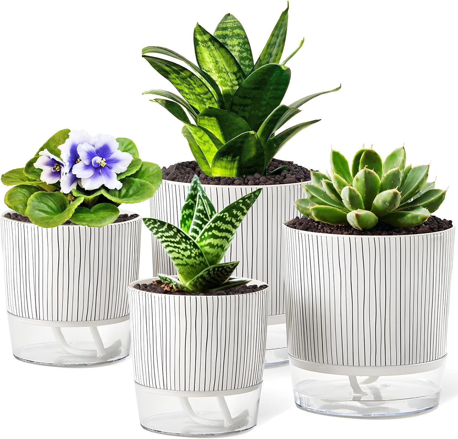 4 Pack Self Watering Pots Set, 4+5.5 Inch Self Watering Pots for Indoor ...