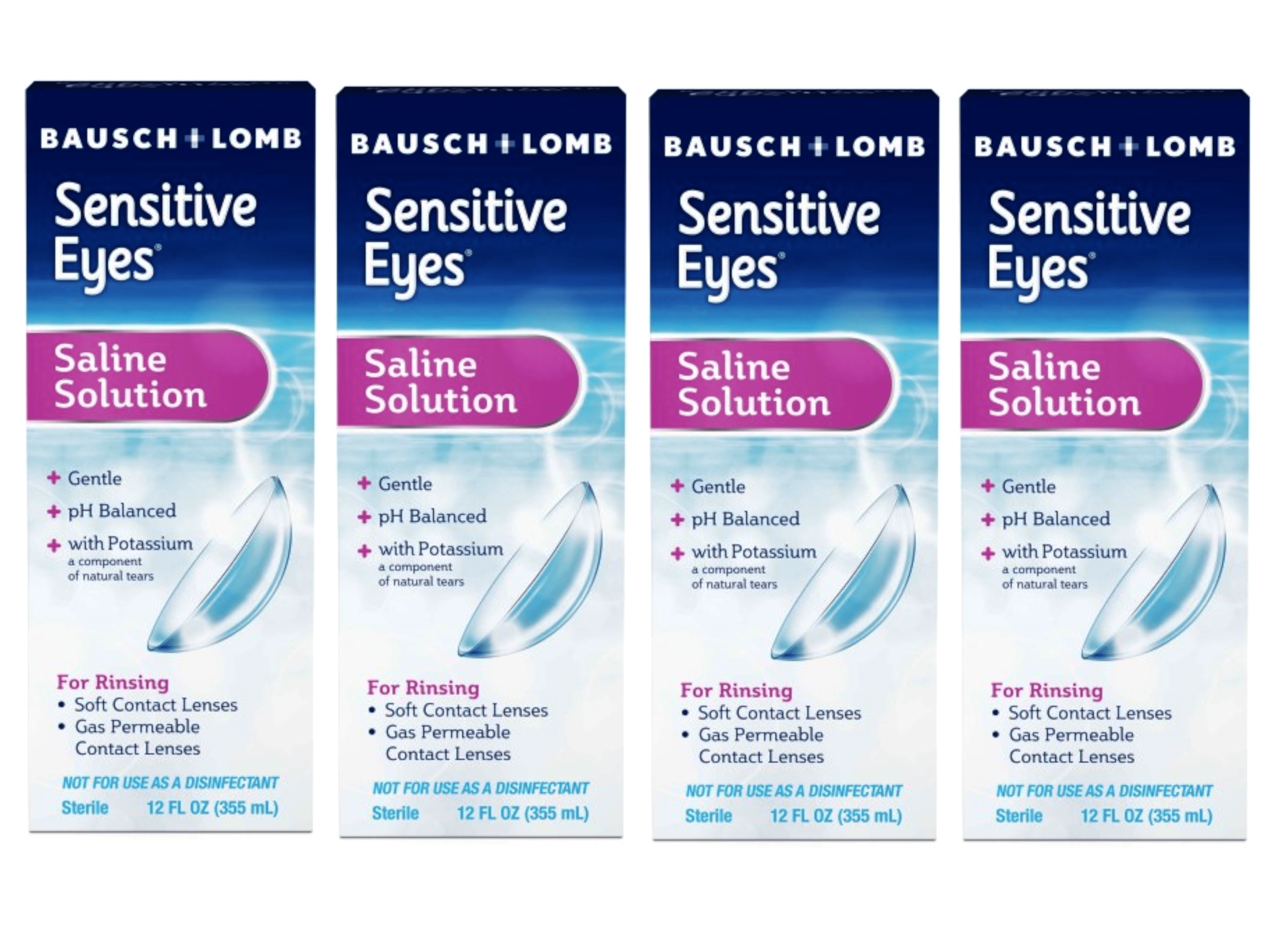 4 Pack - Sensitive Eyes Saline Solution from Bausch & Lomb, for Soft ...