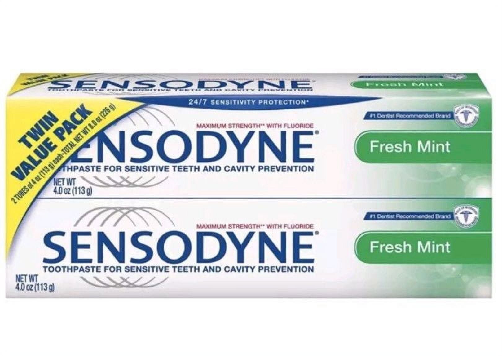 Sensodyne Fresh Mint Toothpaste Twinpack for Sensitive Teeth, 4 oz each ...