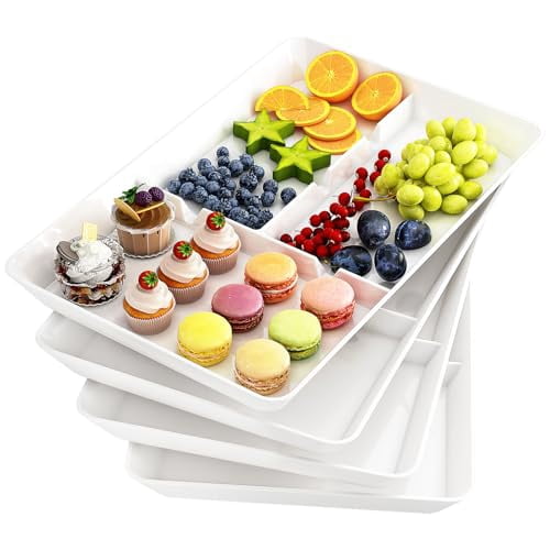 4 Pack Serving Tray Plastic Compartment Serving Platters - Walmart.com