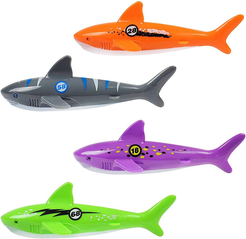 4 Pack Set Pool Toys Diving Torpedo Shark Shape Gliding Torpedo For ...