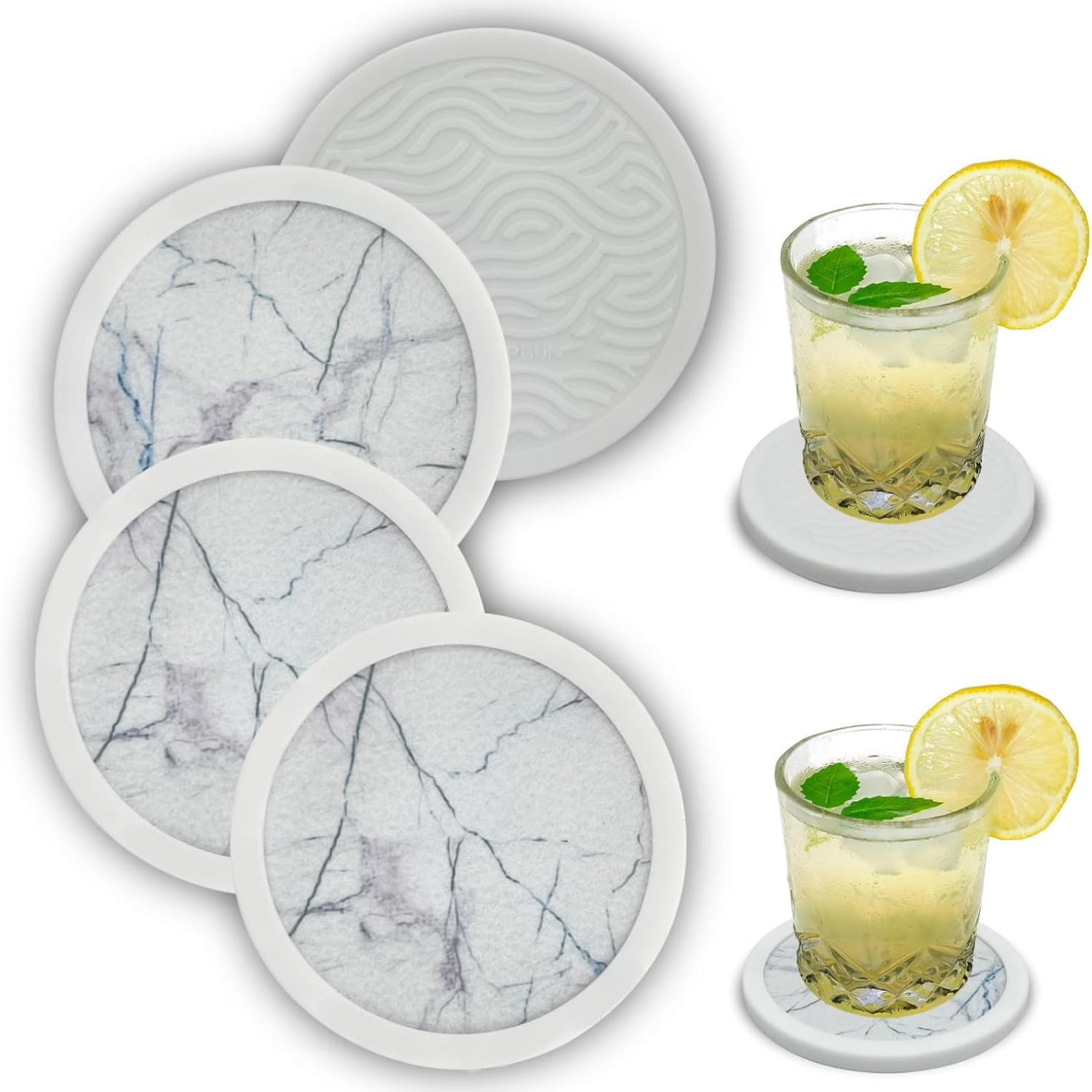 4-Pack Set of Silicone Double-Sided Anti Slip Coasters, Suitable for ...