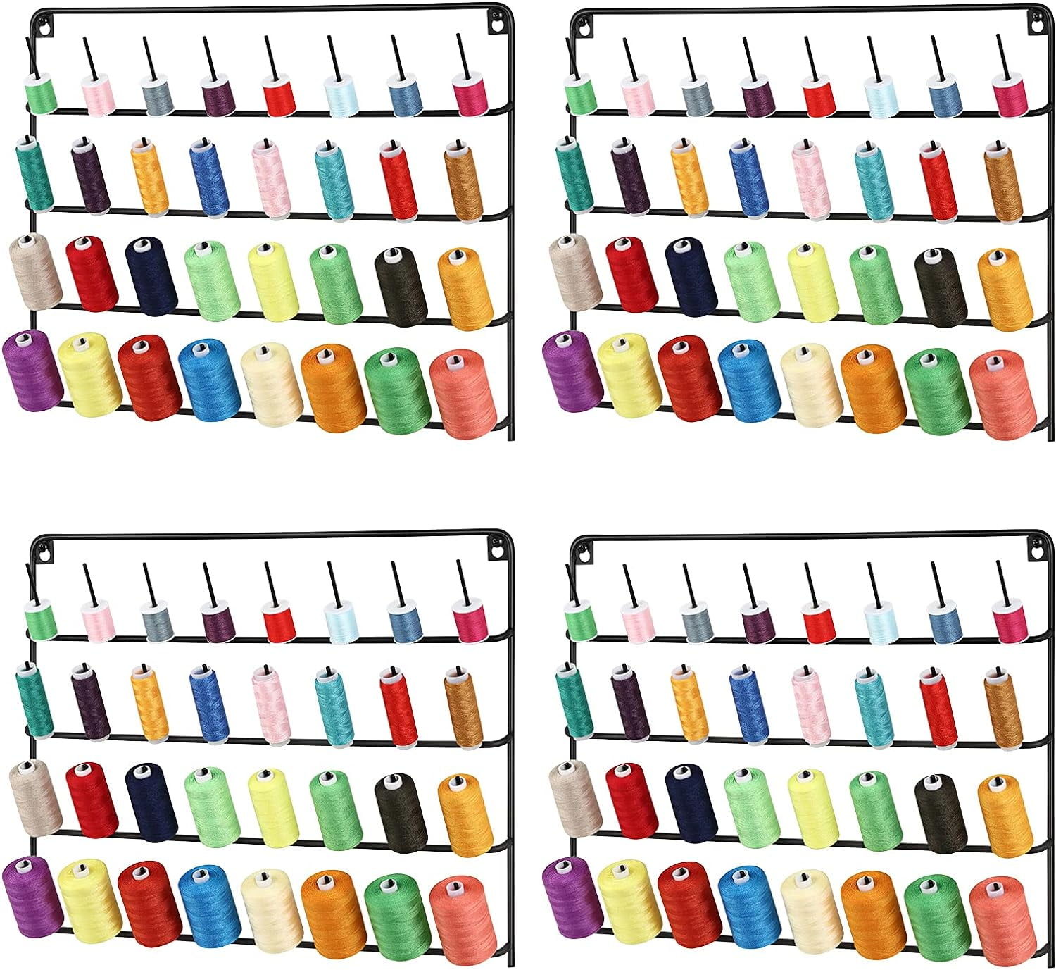 4 Pack Sewing & Embroidery Thread Rack Wall-Mounted Thread Holder Metal ...