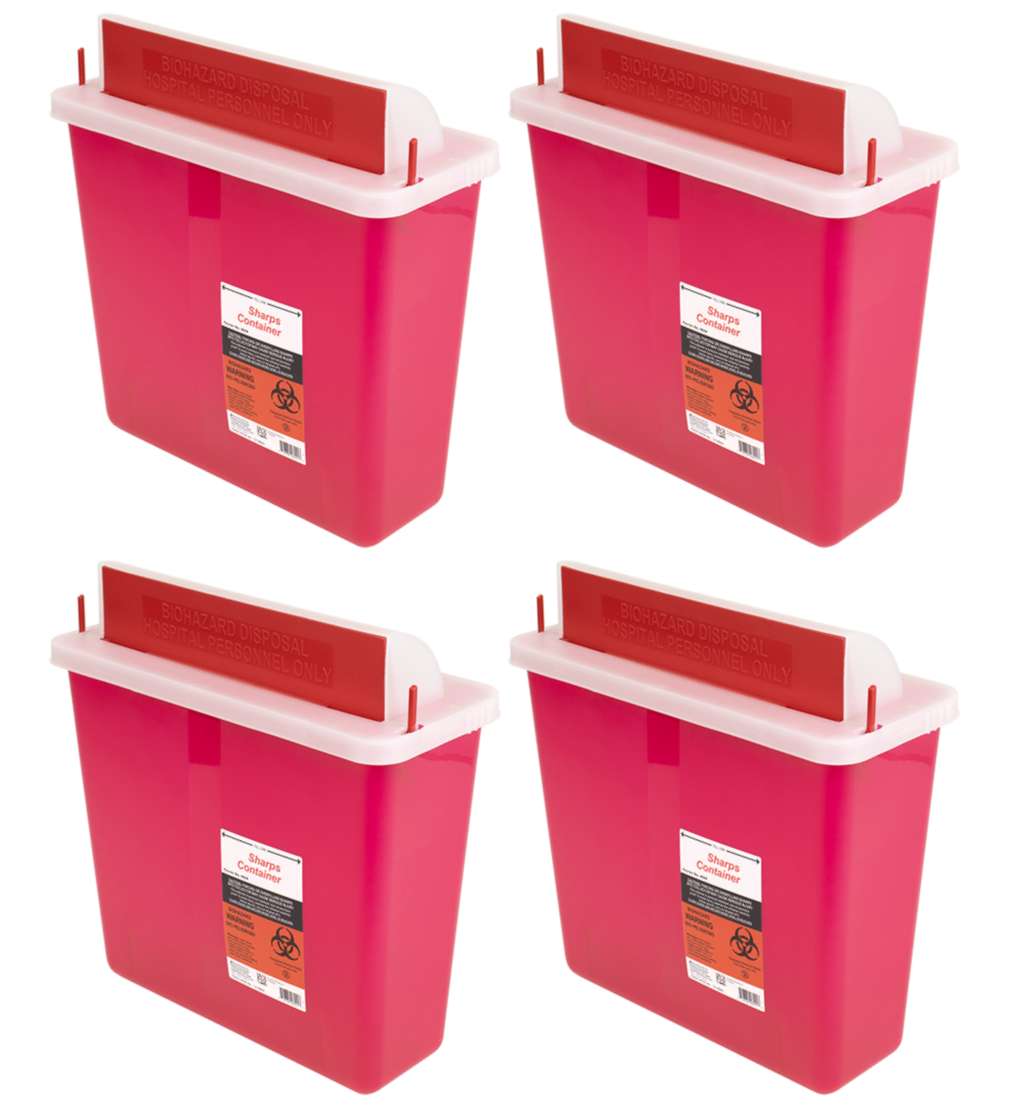 4/Pack Sharps Container 5 Quart Safely Dispose of Med Waste Items ...
