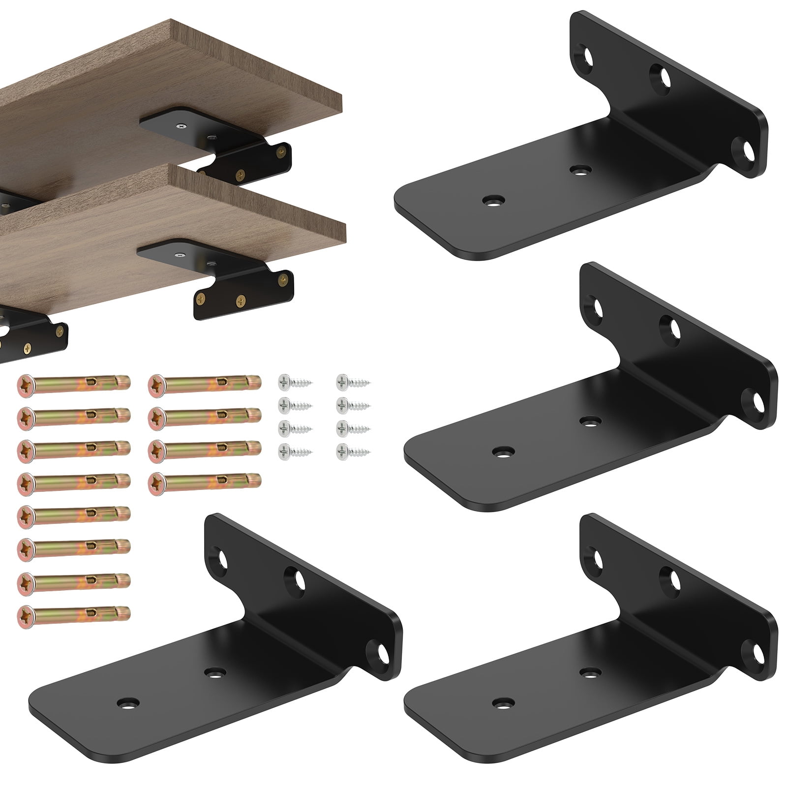 4 Pack Shelf Bracket 3.5" Long, Wall Mounted L Shape Floating Shelf ...