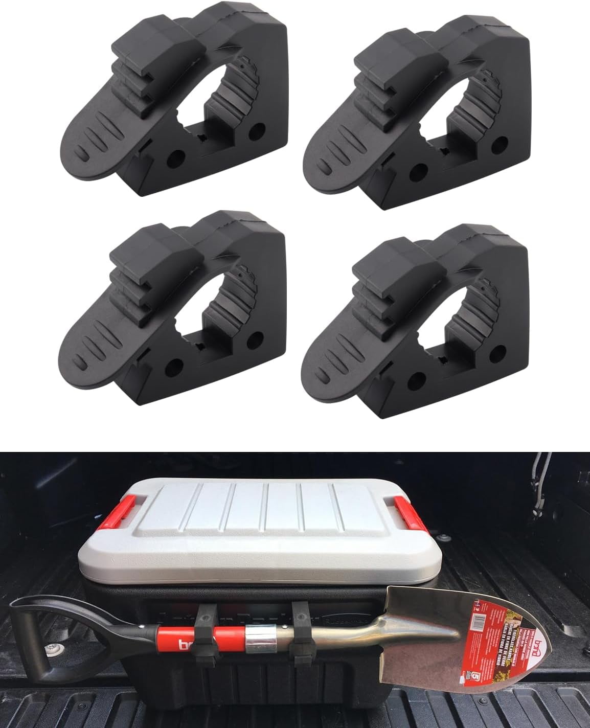 4-Pack Shovel Mount for Roof Rack – Black Rubber Clamp Kit – Heavy-Duty ...