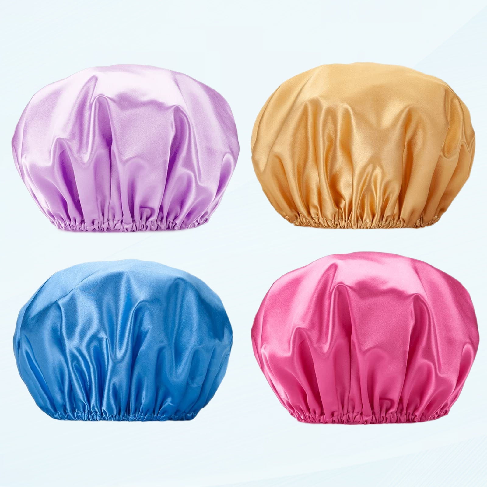 4-Pack Shower Caps for Women, Double Layers Waterproof EVA Hair ...