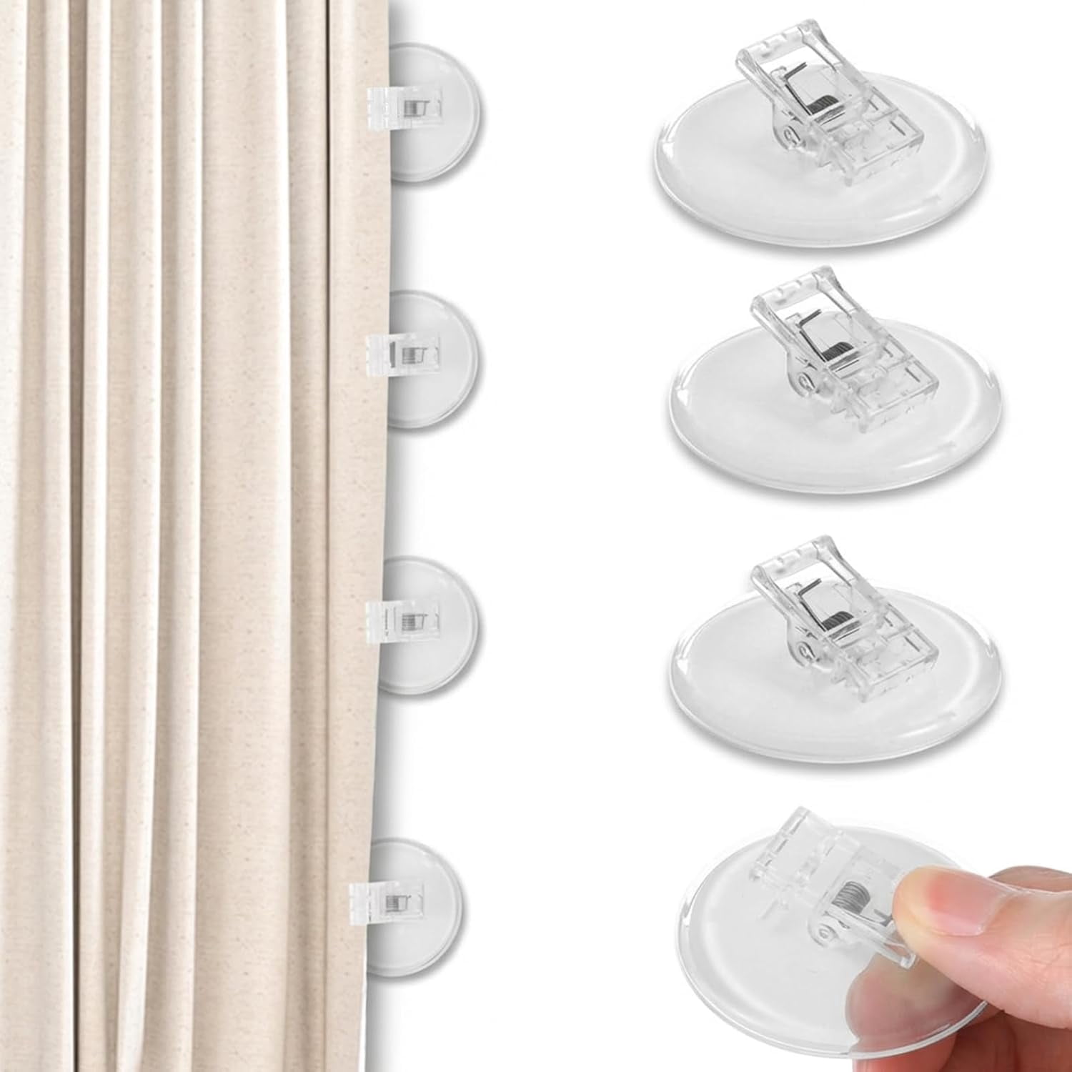 4 Pack Shower Curtain Clips with Suction Cups, Windproof Splash Guard ...