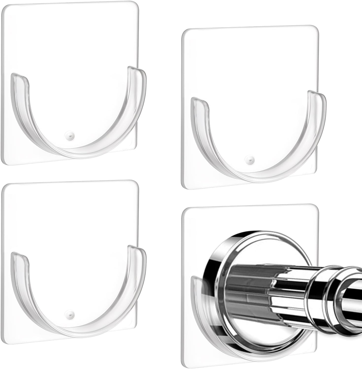 4 Pack Shower Rod Holder Adhesive No Drilling Transparent Shower Rod ...