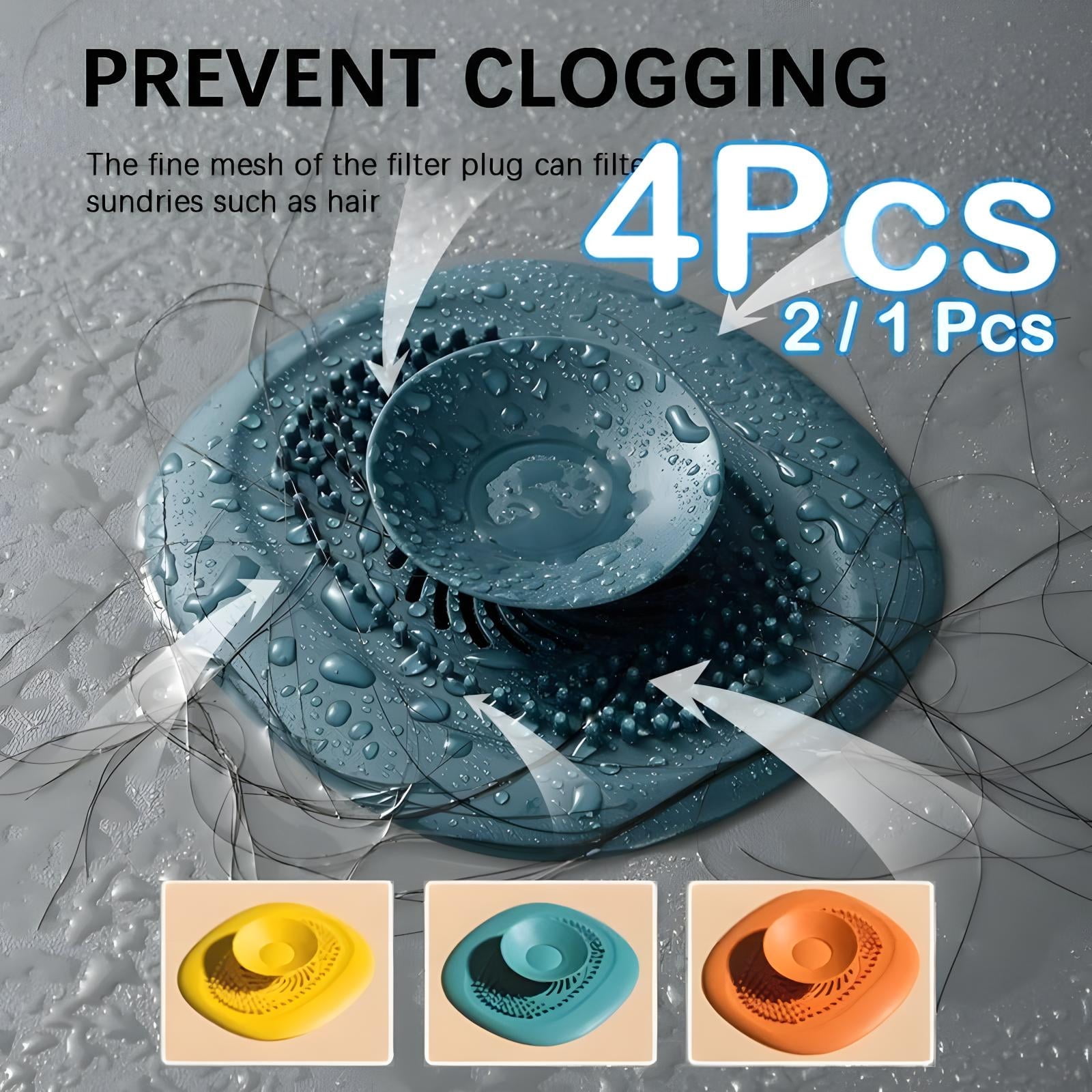 4-Pack Silicone Drain Hair Catcher, Irregular Drain Cover Strainer ...