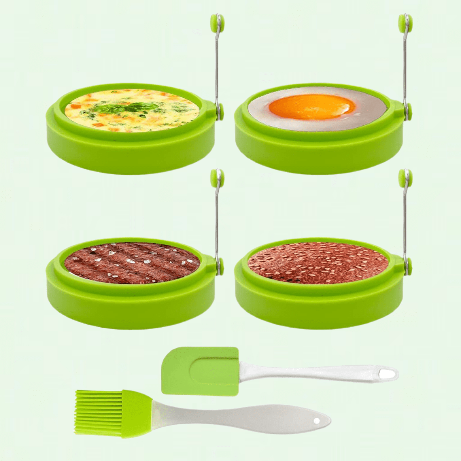4 Pack Silicone Egg Ring Molds for Cooking, Non-Stick Pancake Mold ...