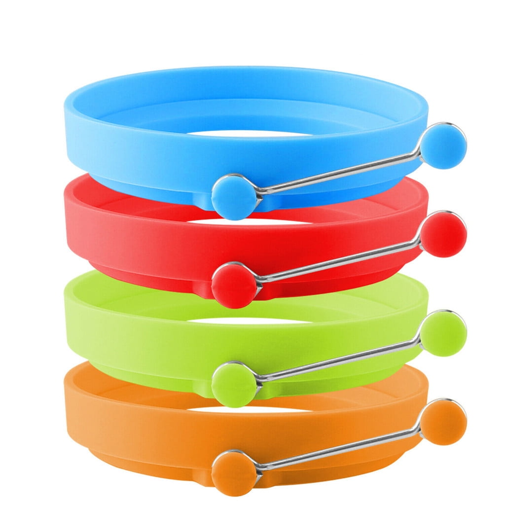 4-Pack Silicone Egg Rings, Non-Stick Round Pancake Molds with Folding ...