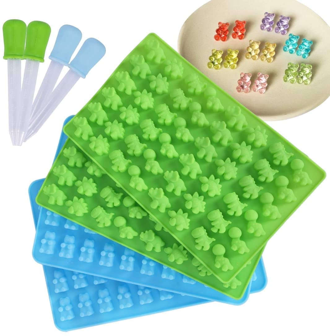 Walmart 4 Pack Silicone Gummy Bear and Dinosaur Molds Kit, Jello Small ...