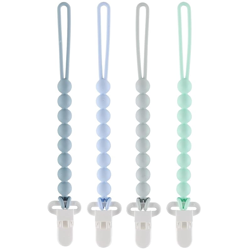 4-Pack Silicone Pacifier Clips with a Woven Rope Shape for Baby Boys ...
