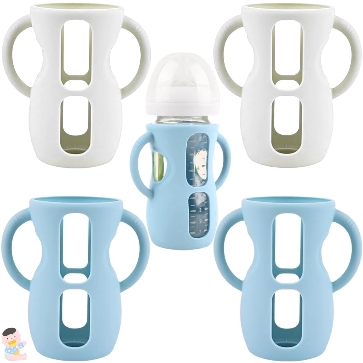 4 Pack Silicone Sleeves for Avent Natural Glass Baby Bottles, Silicone ...