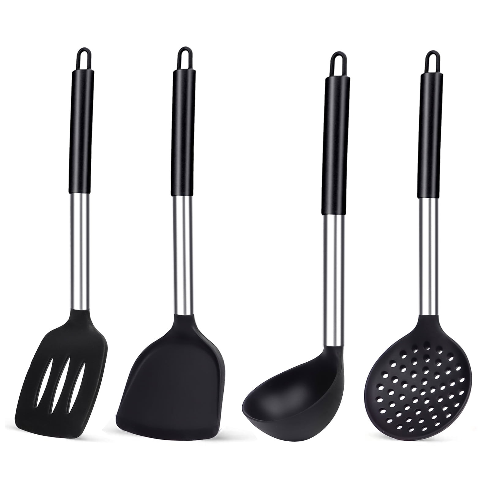4-Pack Silicone Spatula Turner Set, Nonstick Kitchen Solid Turner ...