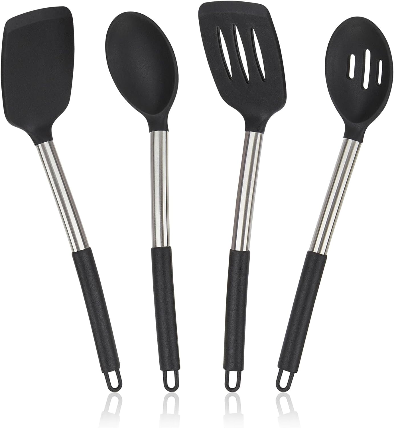 4 Pack Silicone Utensils Set, Non Stick Solid Spatulas, Heat Resistant ...