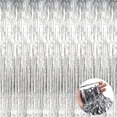 4 Pack Silver Foil Fringe Curtain Backdrop, 3.28Ft x 9.84Ft Metallic ...
