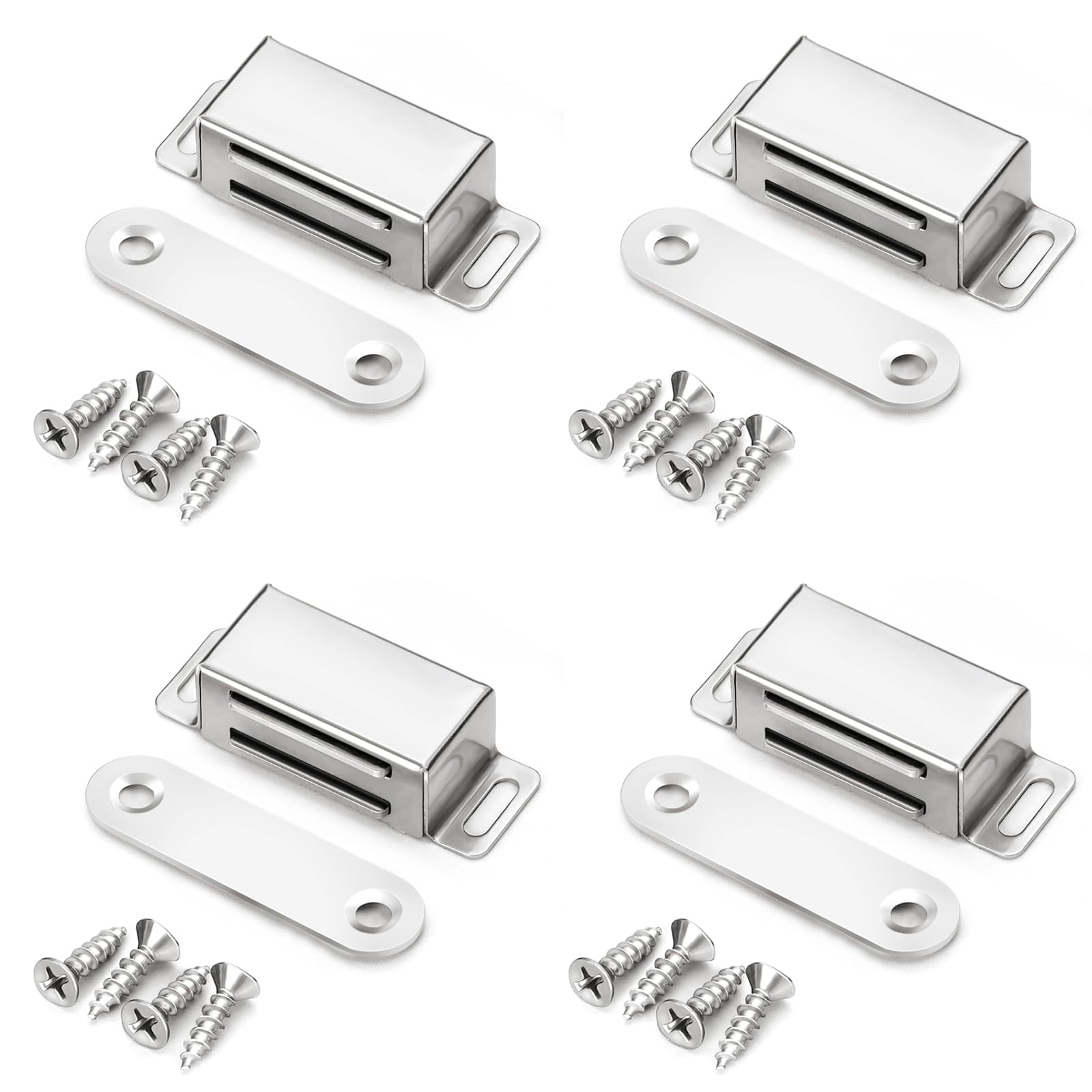 4 Pack Silver Magnetic Door Catch, Stainless Steel Magnetic Cabinet ...