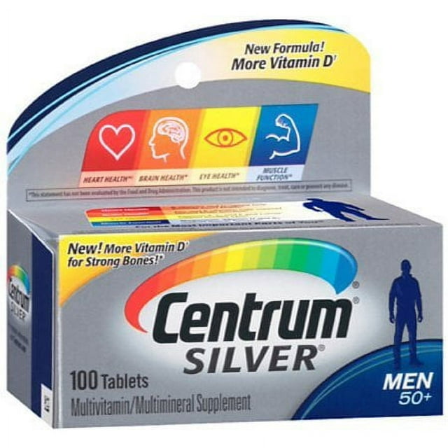 4 Pack - Silver Men's 50+ Tablets 100 Tablets - Walmart.com