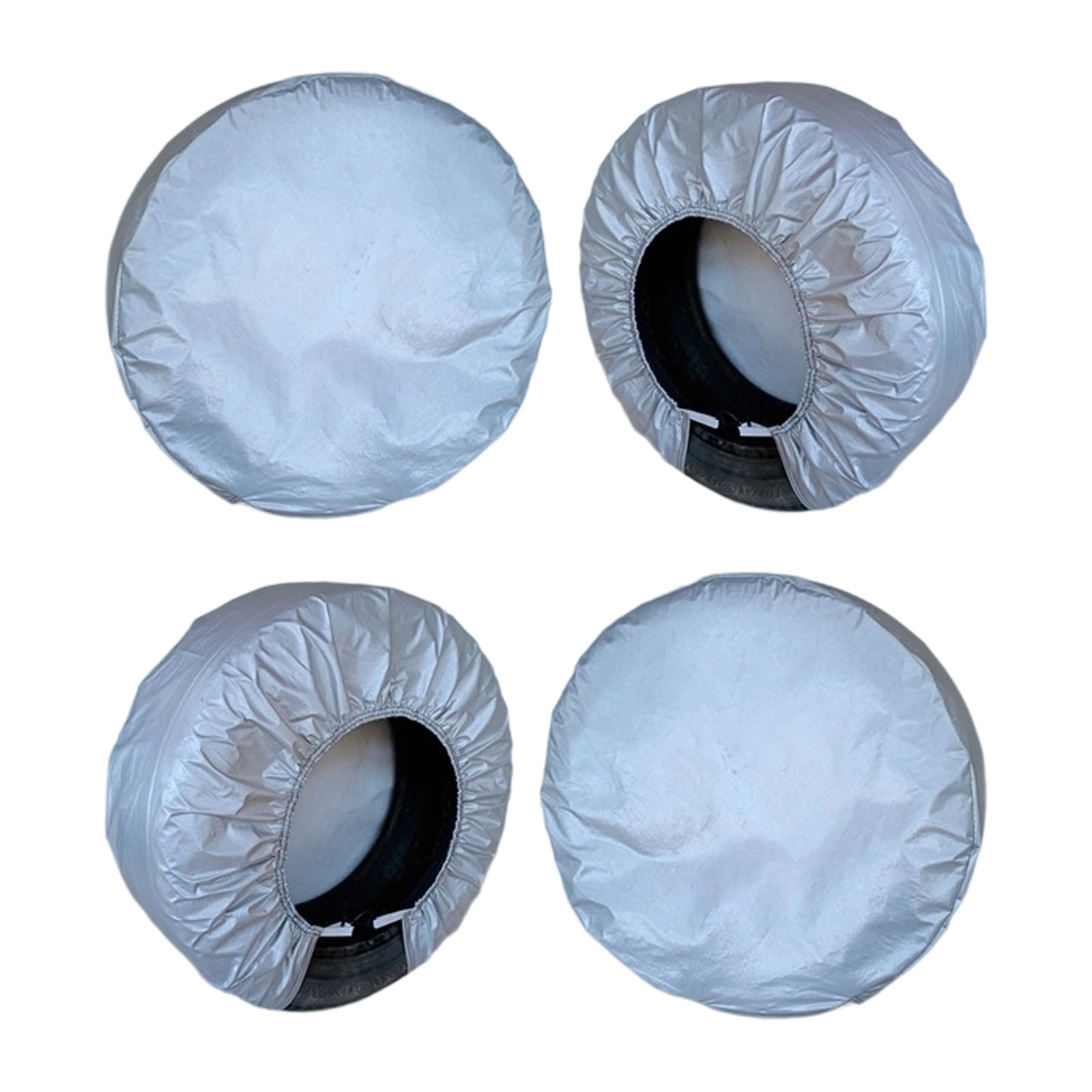 4 Pack Silver Tire Covers For 21 to 32 Inch Wheels Heavy Duty UV ...