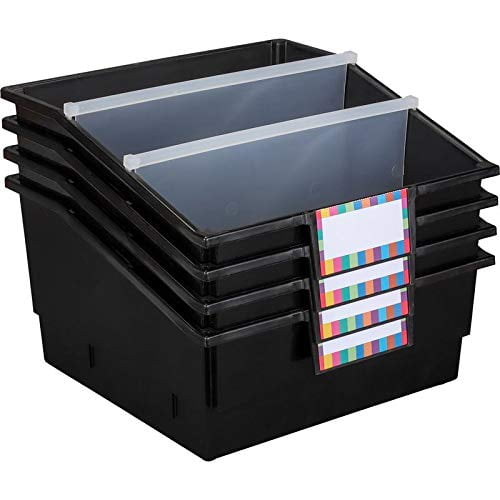 4-Pack Single-Color Picture Book Classroom Library Bins With Dividers ...
