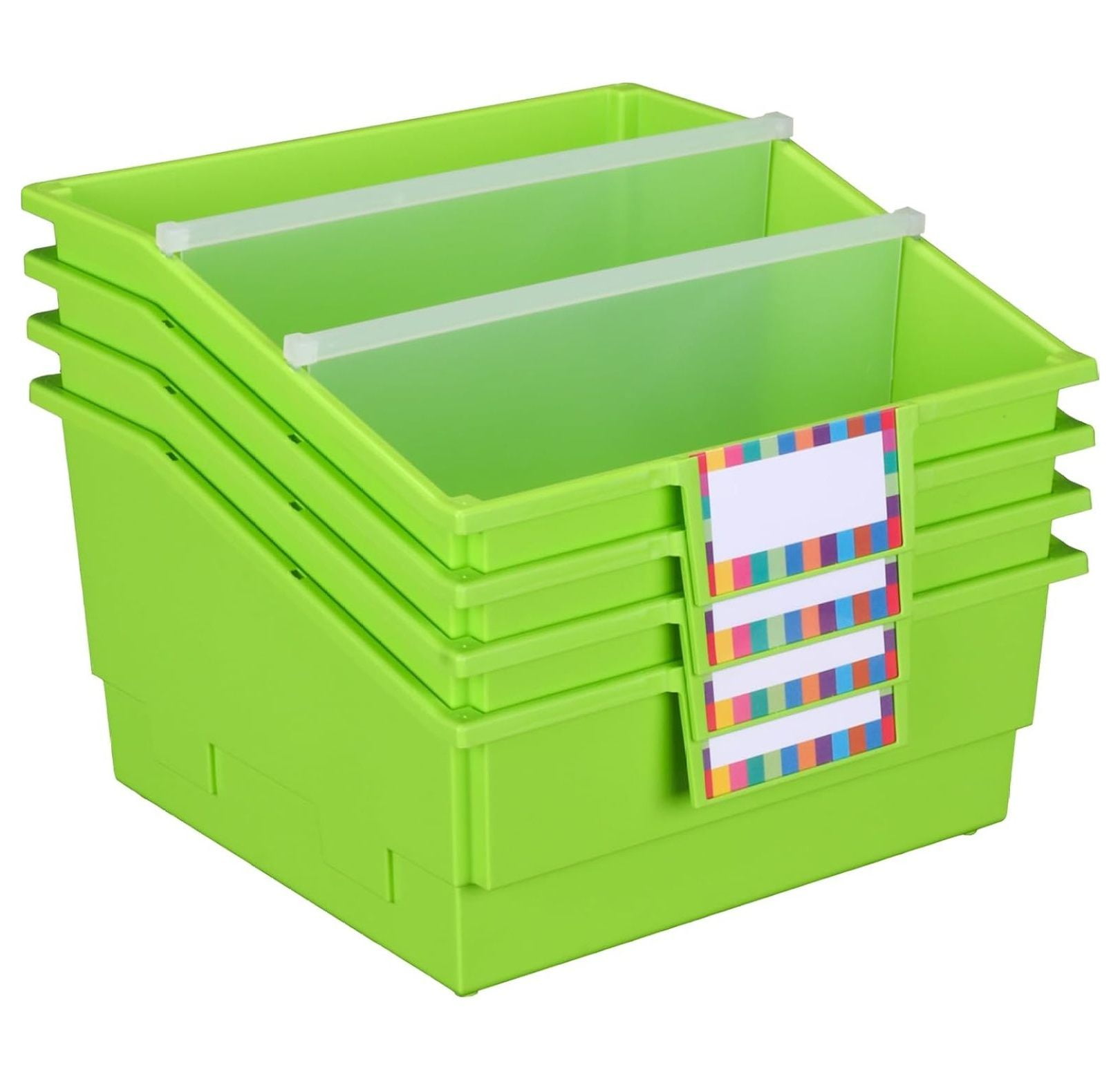 4-Pack Single-Color Picture Book Classroom Library Bins With Dividers ...