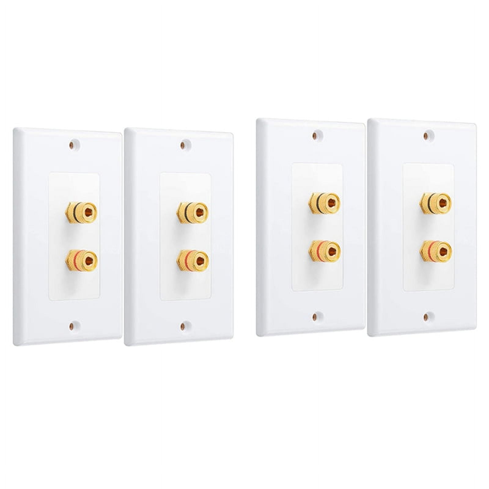 4 Pack Single Gang 1.0 Speaker Wire Wall Plate (Banana Plug Plate) for ...