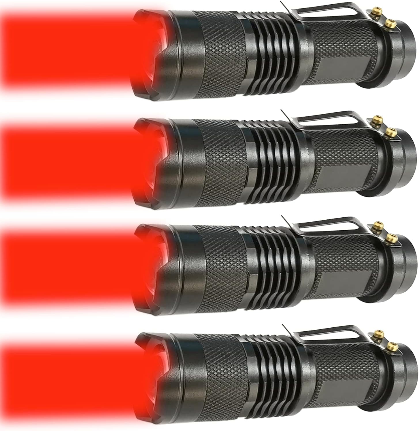 4 Pack Single Mode Red Light Flashlight Red Torch Light with Clip ...