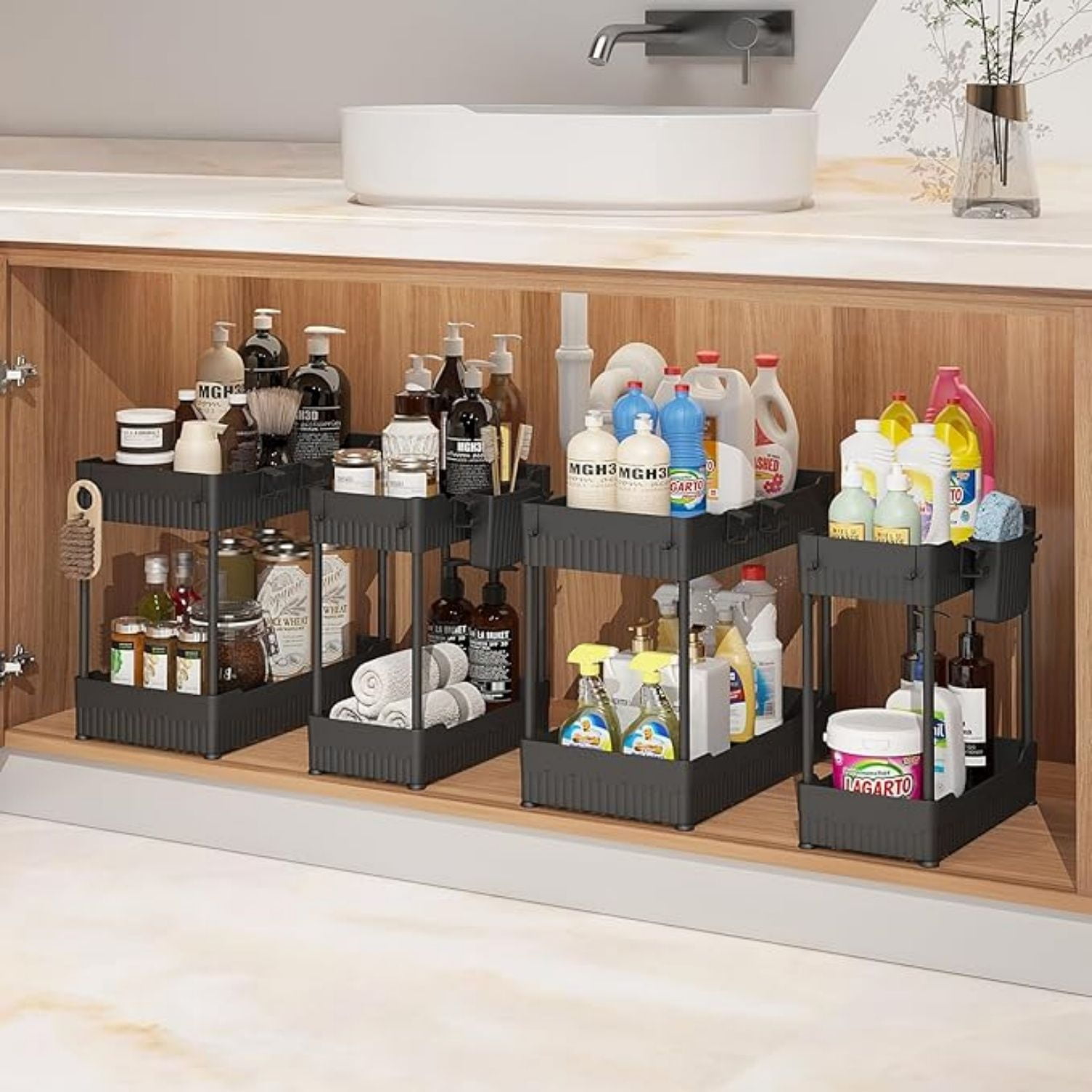 4 Pack Under Sink Organizers and Storage,Under Bathroom Cabinet ...