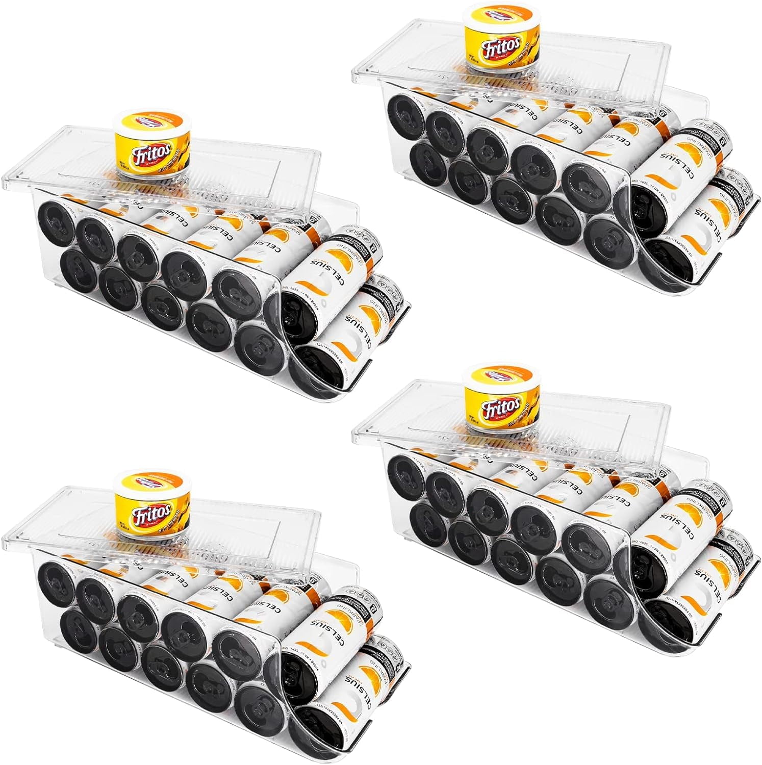 4 Pack Skinny Can Organizer for Refrigerator, Stackable Tall Skinny ...