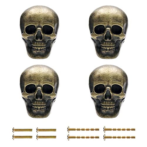 4 Pack Skull Drawer Knobs Zinc Alloy Heavy Drawer Hidden Handle with ...