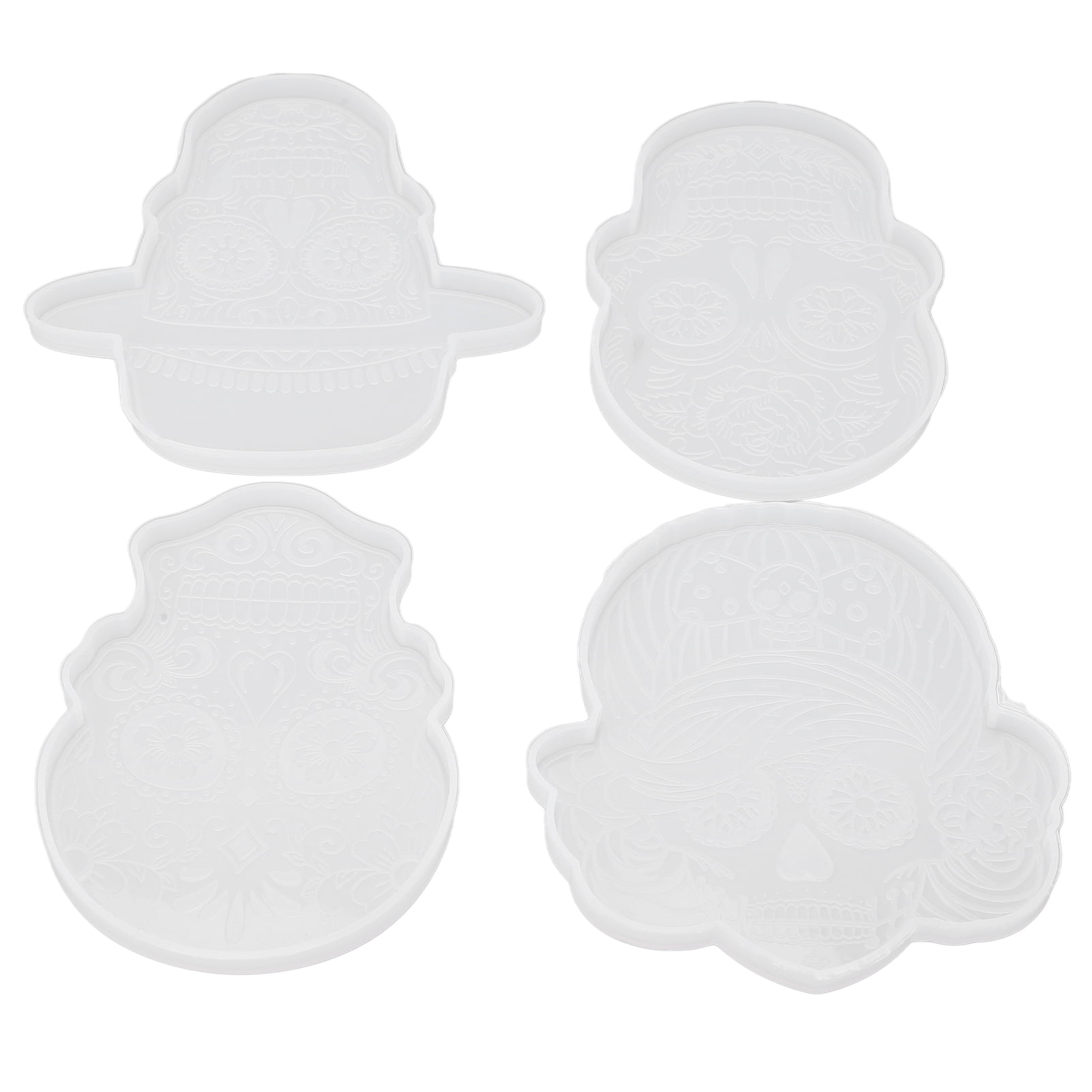 4-Pack Skull Molds, 4 Unique Designs, Easy Demold, Flexible & Reusable ...