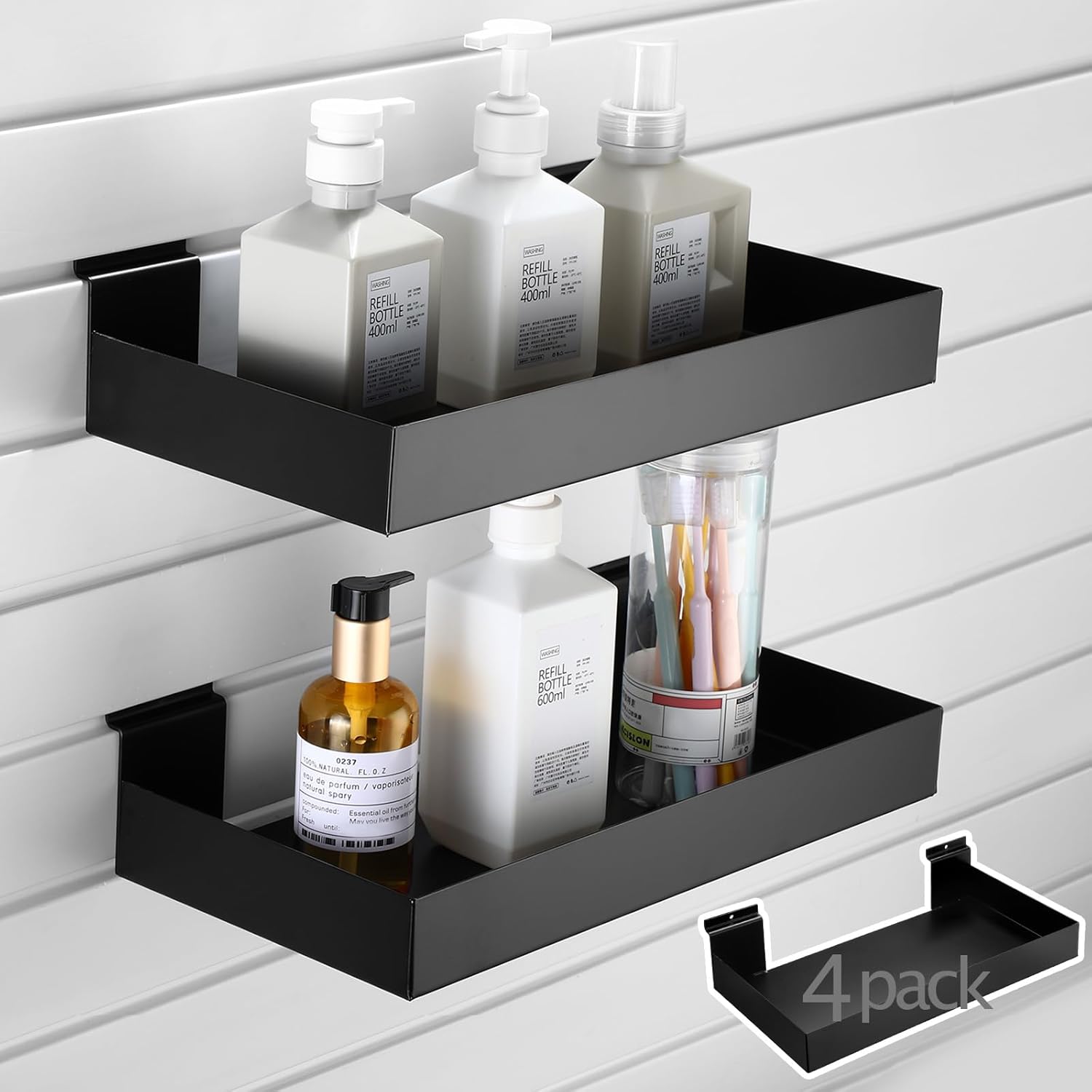 4 Pack Slatwall Shelves, 15.7 x 7.9 Inch Metal Rectangular Slatwall ...
