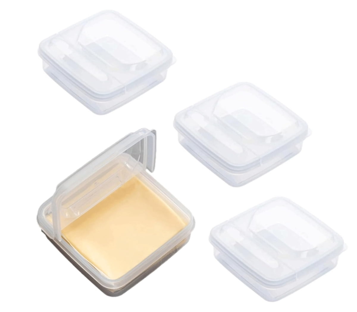 4 Pack Sliced Cheese Container for Fridge,Clear Plastic Food Holder ...