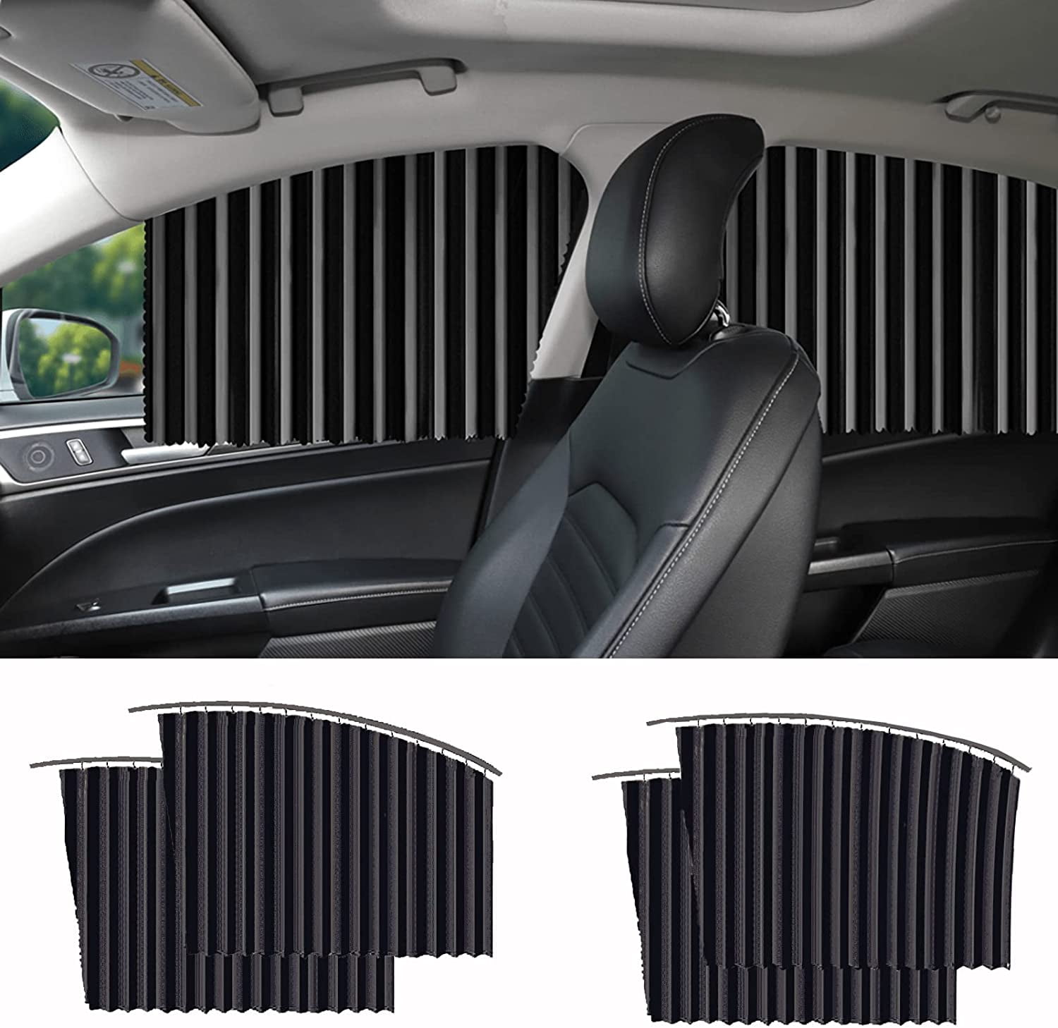 4 Pack Slidable Car Side Window Sun Shades Privacy Magnetic Curtains ...
