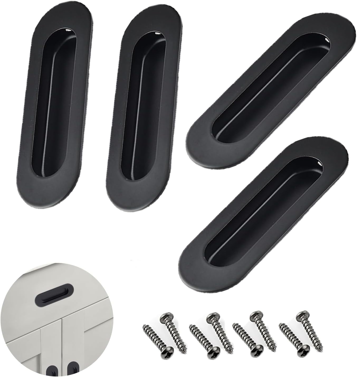 4 Pack Sliding Door Recessed Handle Hidden Drawer Cabinet Finger Pull ...