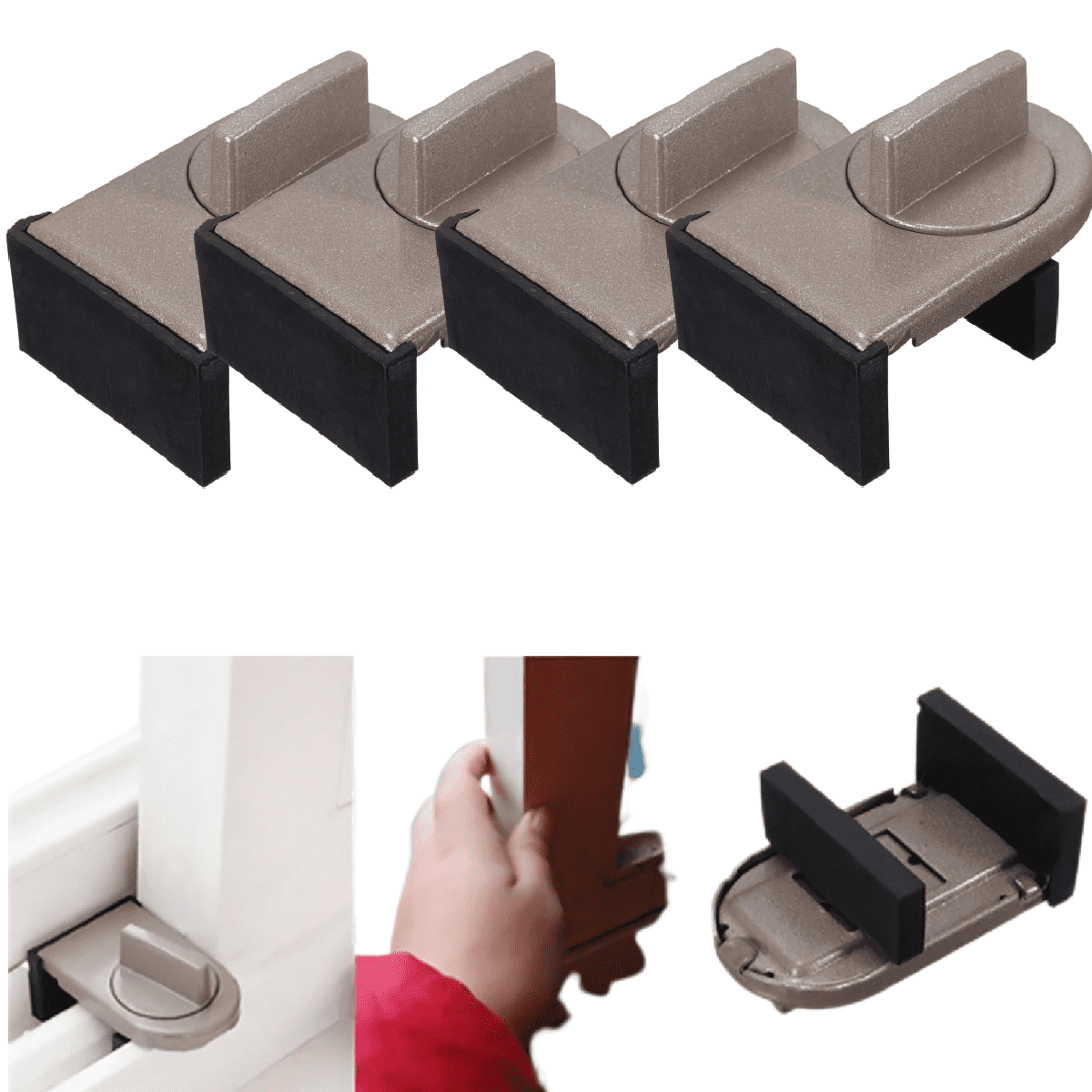 Trianu 4 Pack Sliding Window and Door Locks, Adjustable Metal Security ...