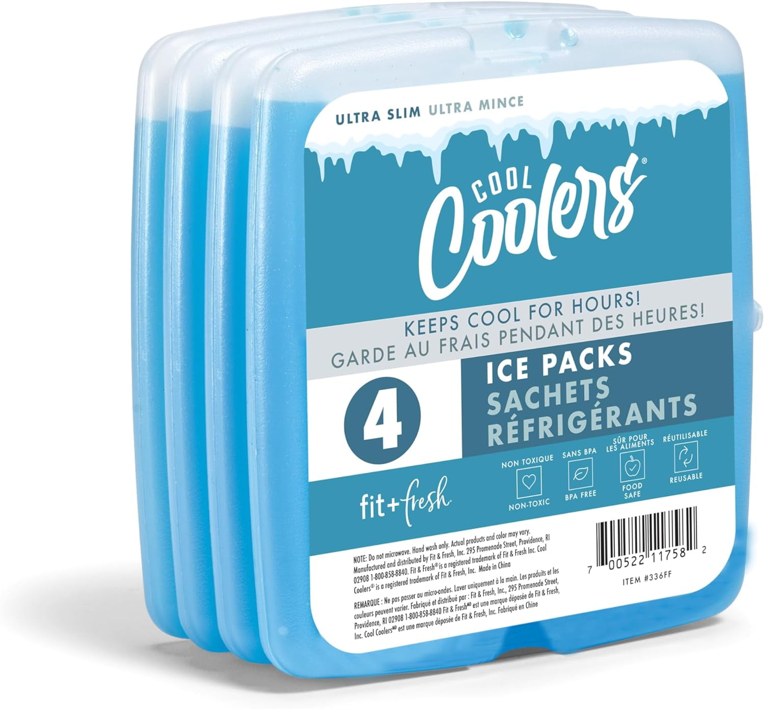 4 Pack Slim Reusable Ice Packs, Quick Freeze for Lunch Boxes or Coolers ...