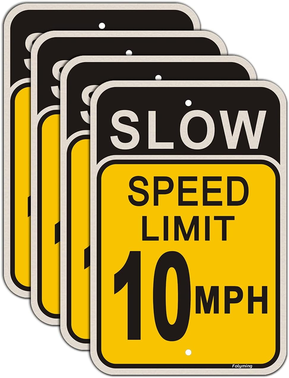 4 Pack Slow Speed Limit 10 MPH Sign, Slow Down Sign, 18 x 12 Inches ...