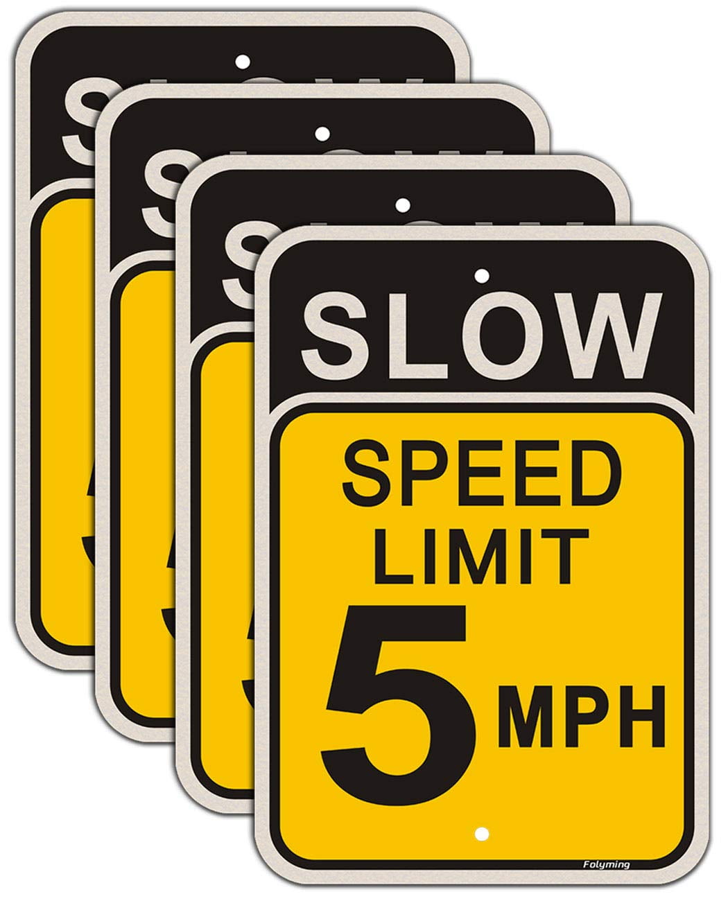 4 Pack Slow Speed Limit 5 MPH Sign, Slow Down Sign, 16 x 12 Inches ...