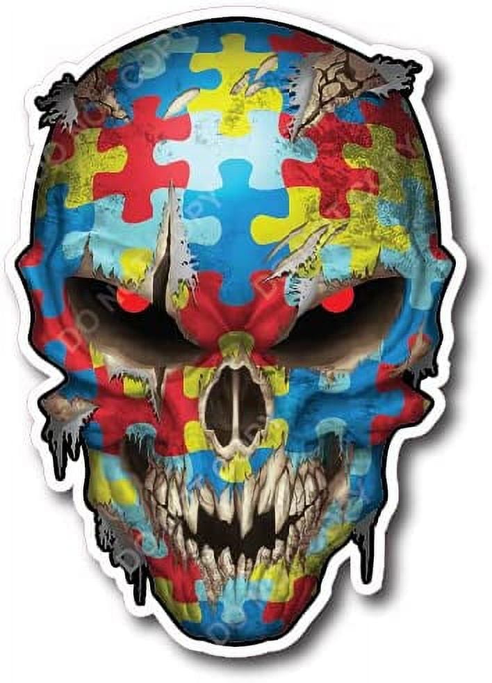 4 Pack Small Autism Awareness Puzzle Piece Skull American Flag Vinyl ...
