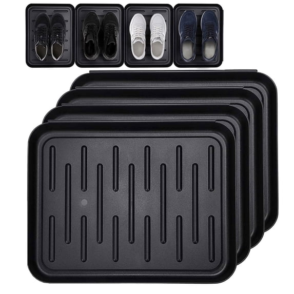 4 Pack Small Boot Tray and Shoe Tray, 13.8"x10.8" Waterproof Non-Slip ...